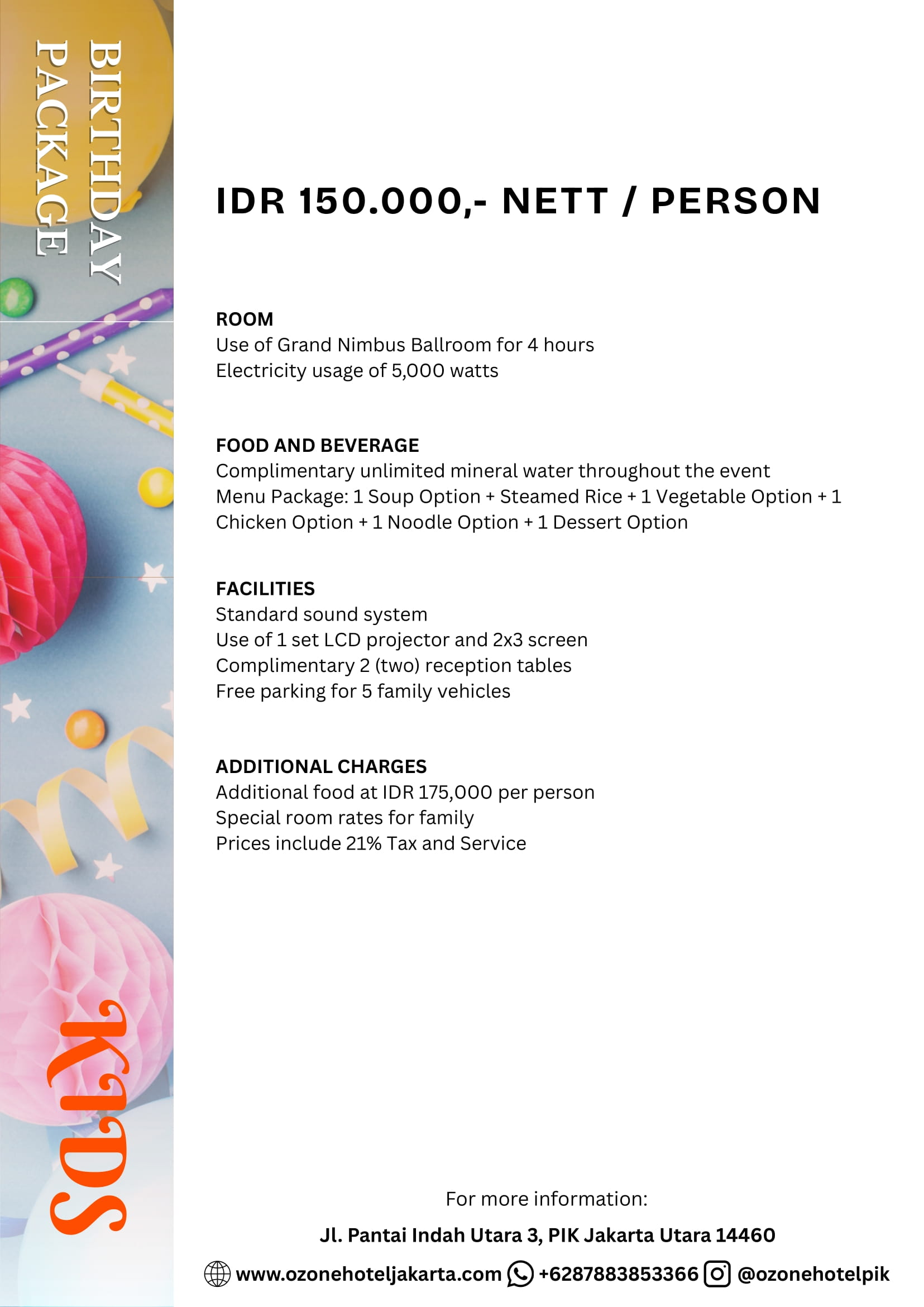 BIRTHDAY PACKAGE - Ozone Hotel Jakarta